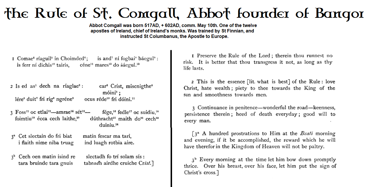 the Monastic Rule of St Comgall, Culdee Saint and “Chief of Ireland’s ...